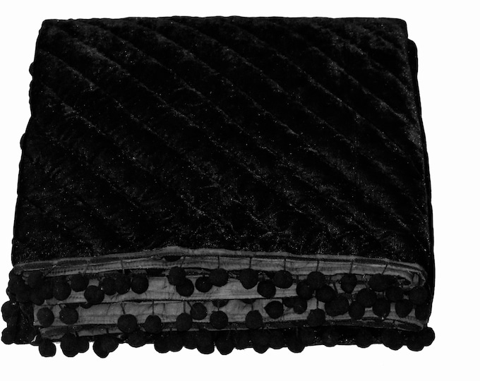 Black Velvet Quilt King Comforter Bedspread Woolen Blankets Velvet ...
