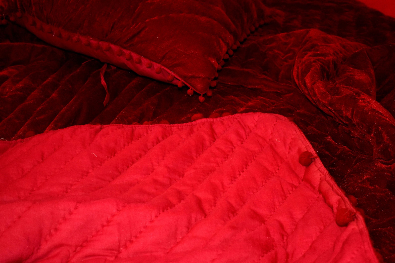Deep Red Velvet Quilt King Blanket Velvet Comforter Bedspread Weighted ...