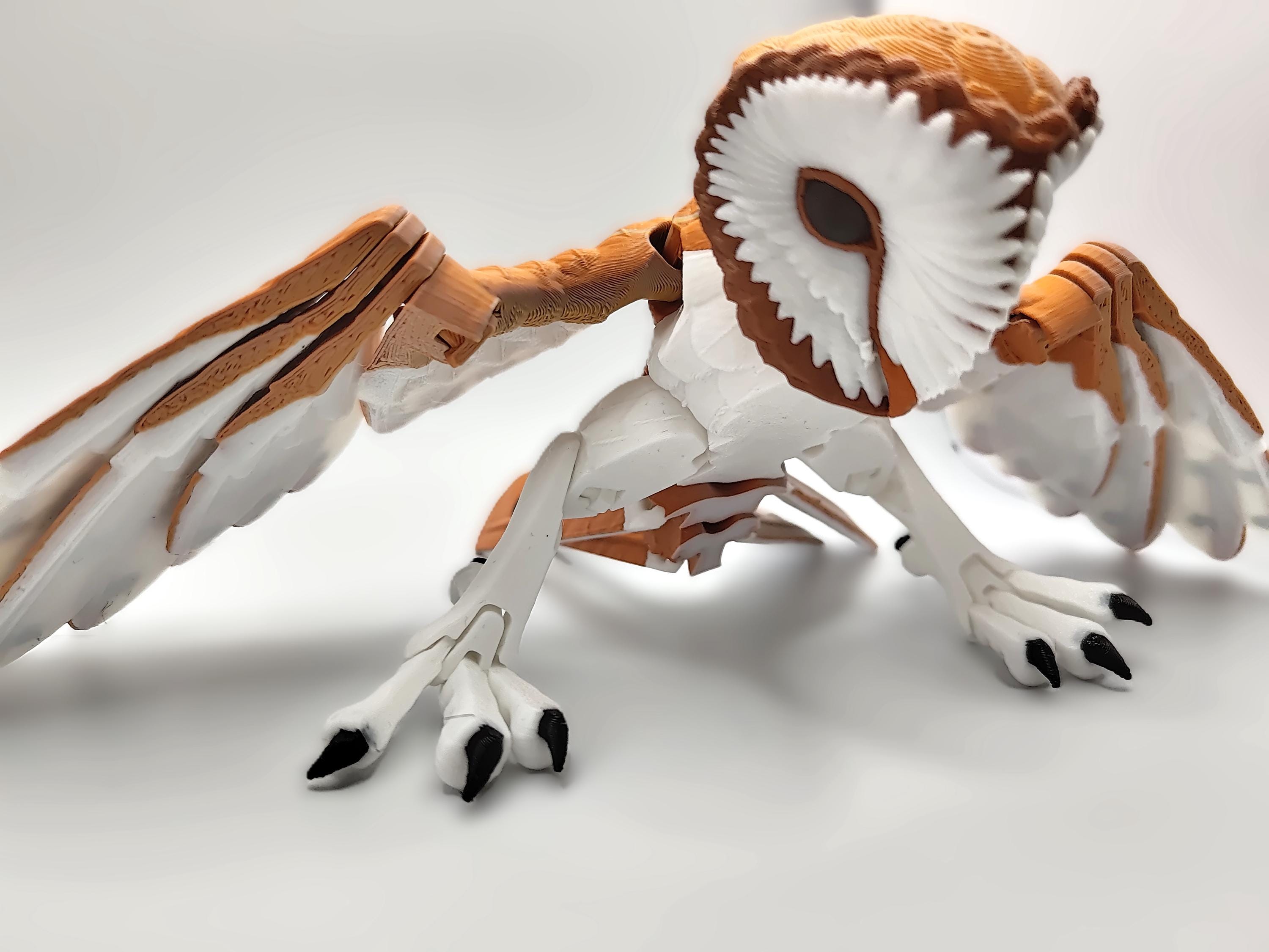 3D Printed Articulated Barn Owl Model: Poseable Bird Fidget - Etsy UK