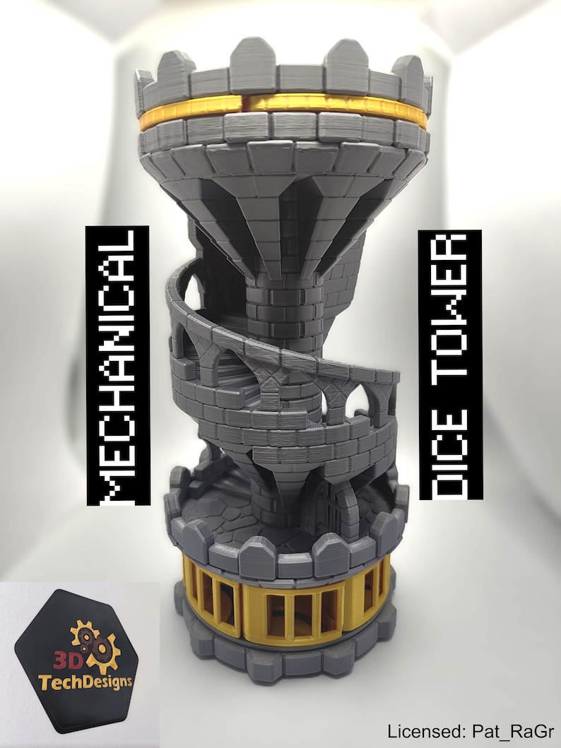 Mechanical Castle Dice Tower: 3D Printed Iris Mechanism, Dice Storage ...