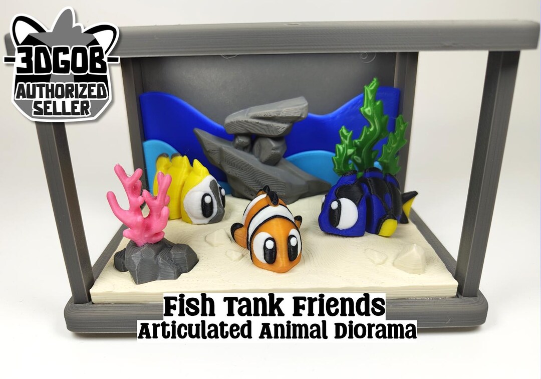 Fish Tank Friends 3D Printed Diorama - Articulated Fish Fidget ...