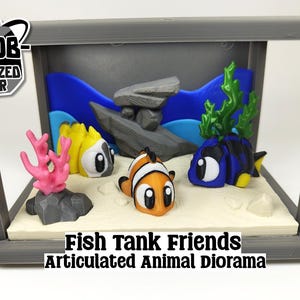 Fish Tank Friends 3D Printed Diorama - Articulated Fish Fidget ...