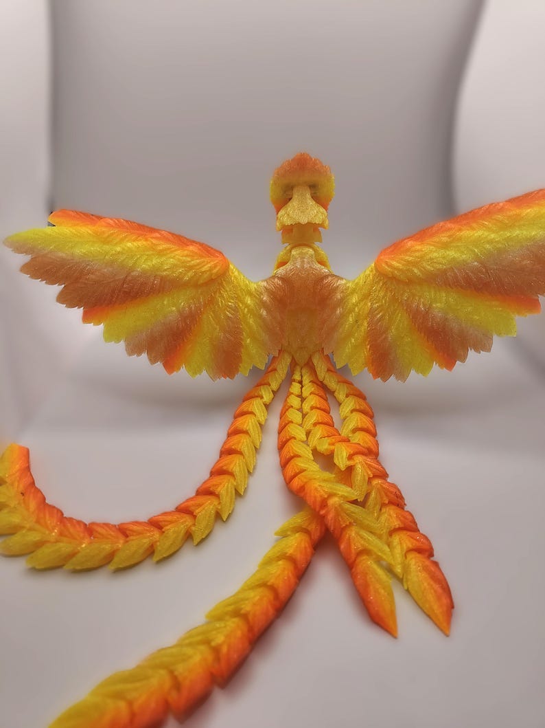 3D Printed Articulated Phoenix: Translucent Orange Sparkle Filament - Etsy
