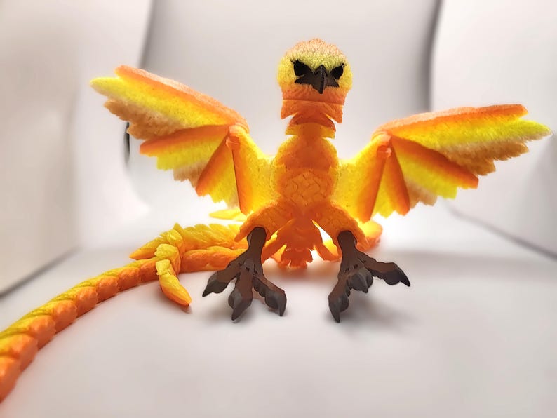 3D Printed Articulated Phoenix: Translucent Orange Sparkle Filament - Etsy