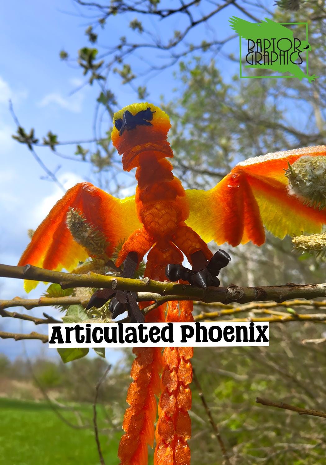 3D Printed Articulated Phoenix: Translucent Orange Sparkle Filament - Etsy