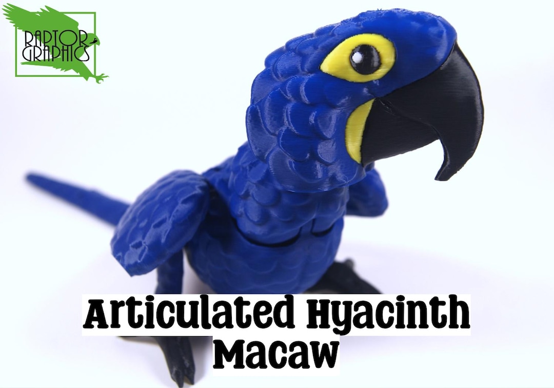 3D Printed Articulated Hyacinth Macaw: Poseable Parrot Fidget - Etsy
