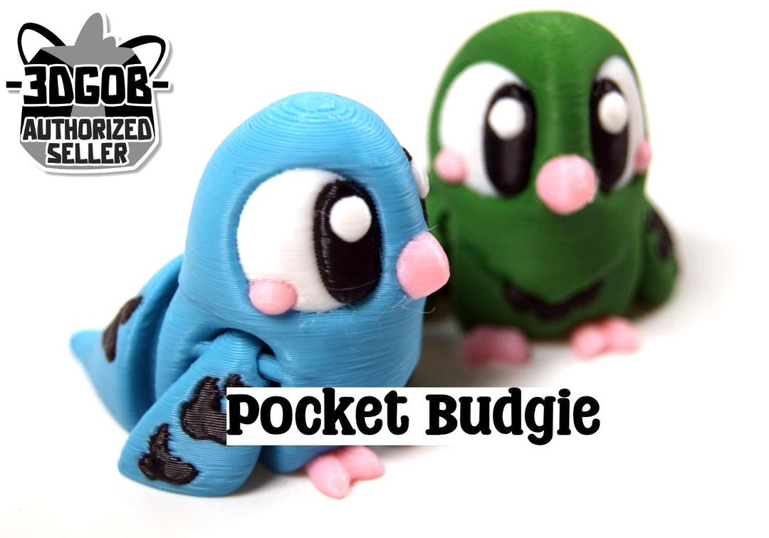 Articulated Budgie Fidget Model – Flexible 3D Printed Parakeet Pocket ...