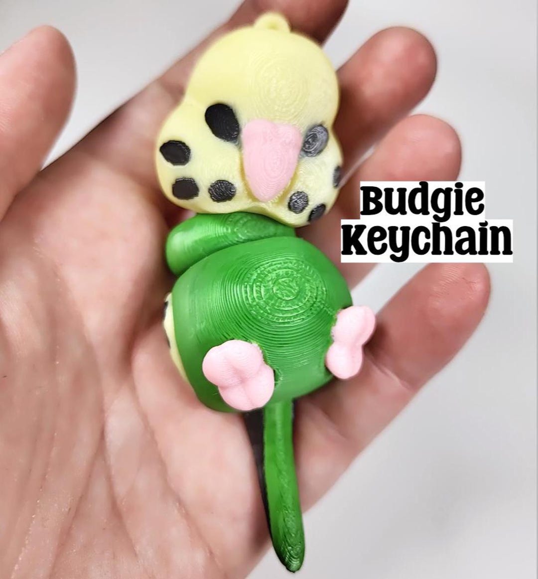 Articulated Budgie Keychain 3D Printed Parrot Key Ring - 3D Printed ...