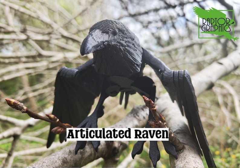 3D Printed Articulated Raven: Poseable Bird Fidget Toy - Etsy