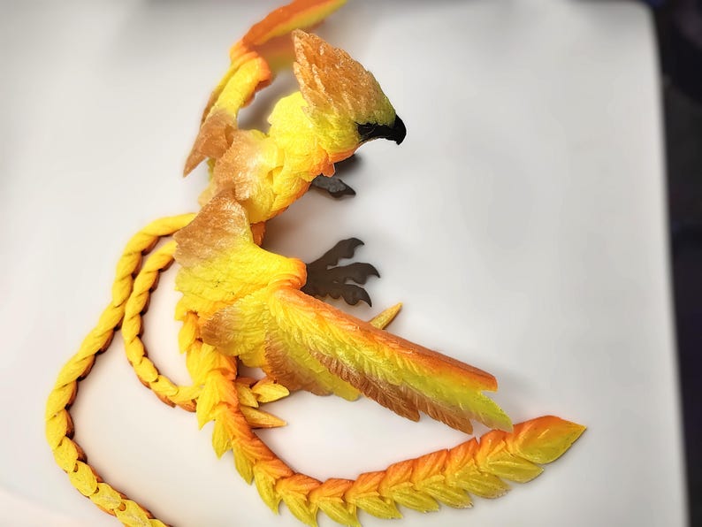 3D Printed Articulated Phoenix: Translucent Orange Sparkle Filament - Etsy