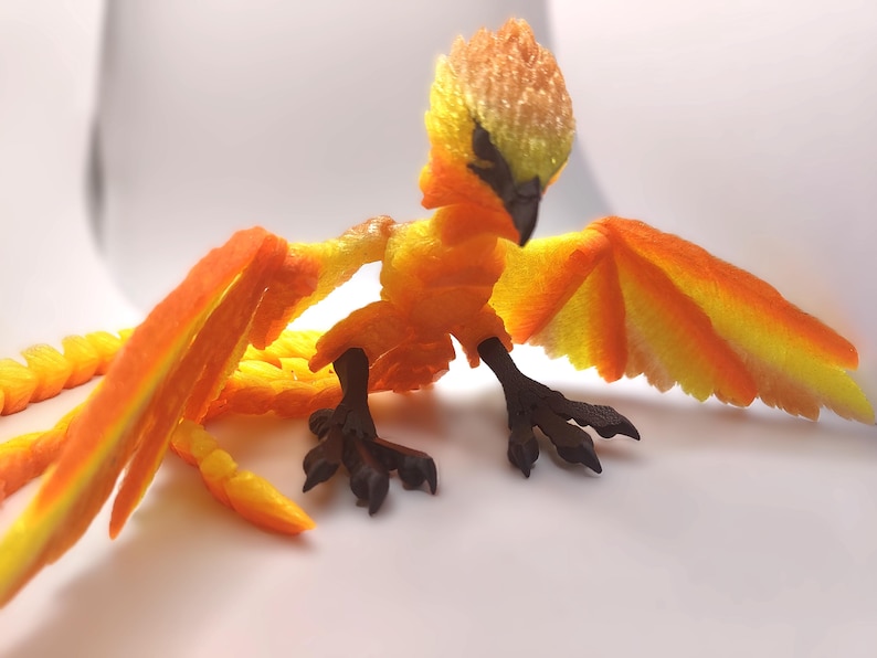 3D Printed Articulated Phoenix: Translucent Orange Sparkle Filament - Etsy