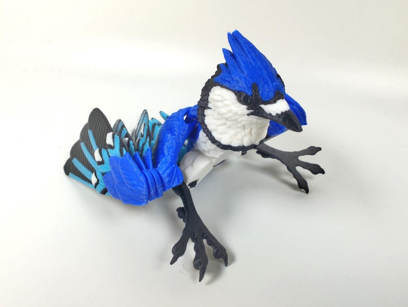 3D Printed Articulated American Blue Jay: Poseable Bird Fidget Toy - Etsy