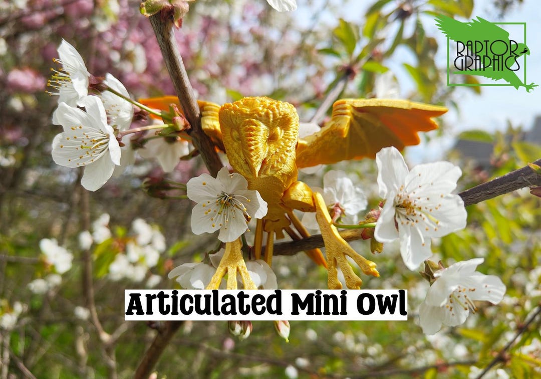 3D Printed Articulated Barn Owl Model: Golden Fidget Toy - Etsy
