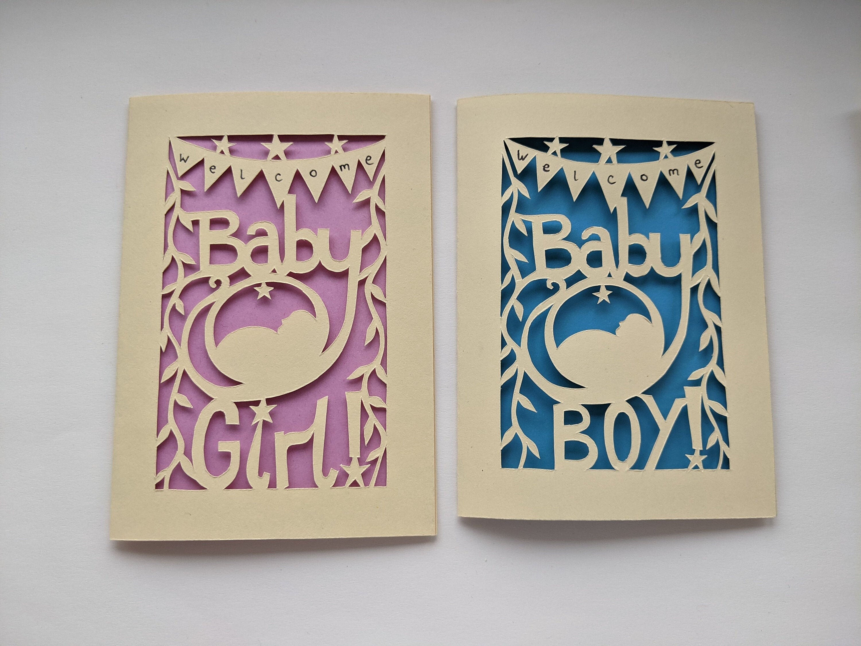 Papercut Custom New Baby Card. Personalise Name and Colour. Handmade ...