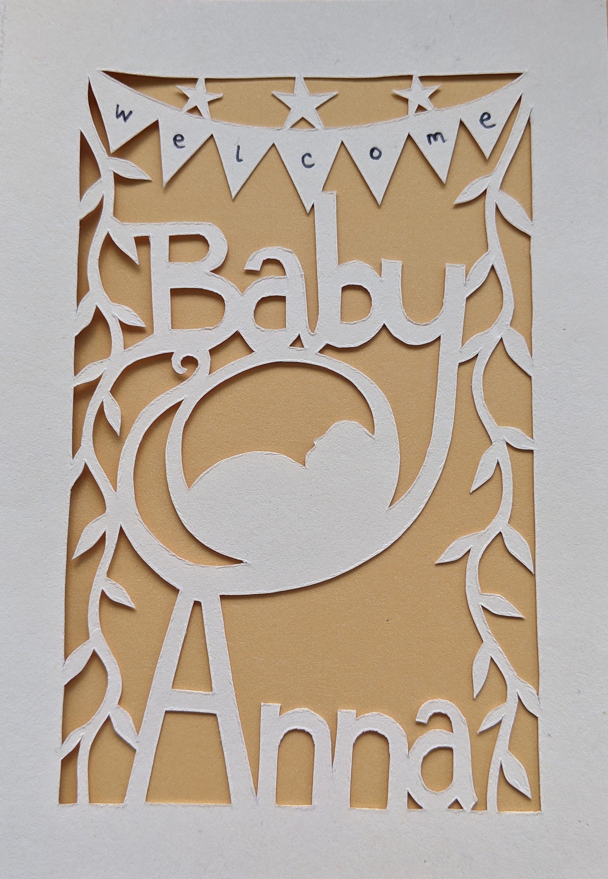 Papercut Custom New Baby Card. Personalise Name and Colour. - Etsy UK