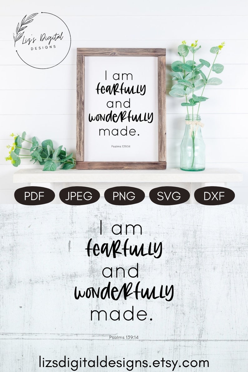 I Am Fearfully and Wonderfully Made SVG Bible Verse - Etsy