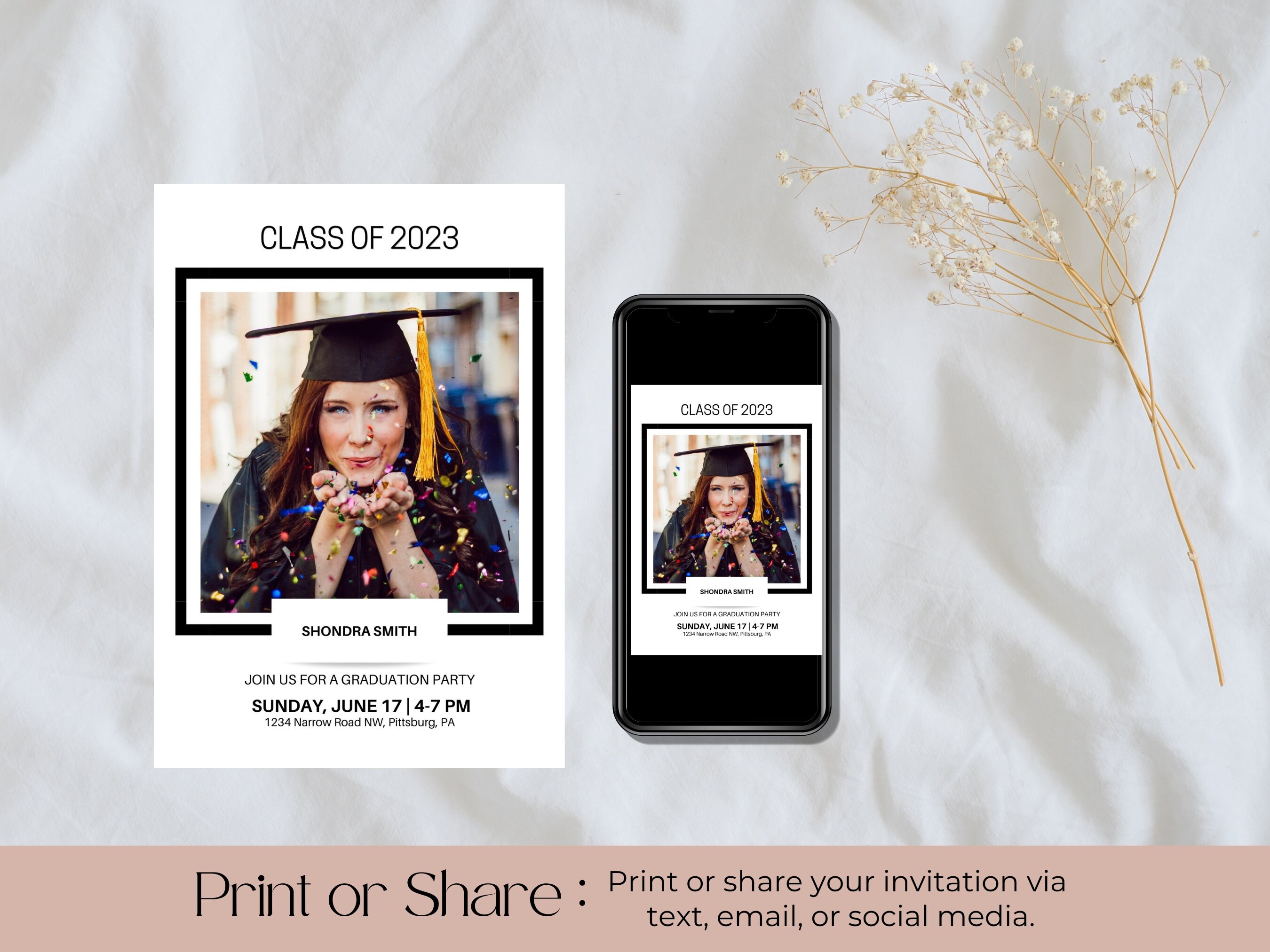 Class of 2023 Graduation Invitation, Minimalist Grad Invite, Photo ...