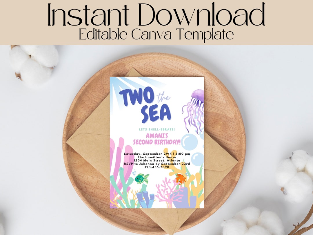 Editable Under the Sea Invitation Two the Sea Birthday - Etsy
