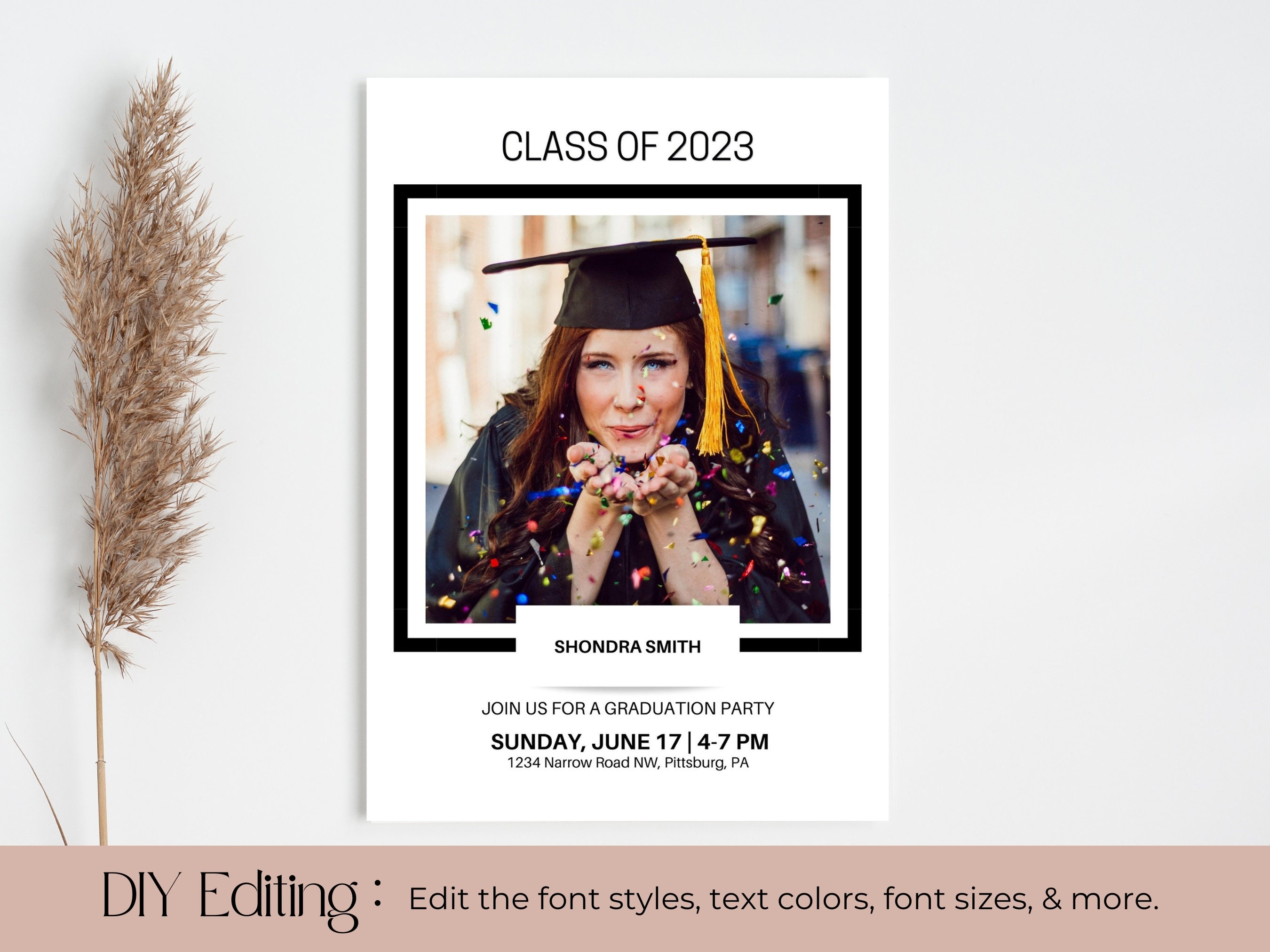 Class of 2023 Graduation Invitation, Minimalist Grad Invite, Photo ...