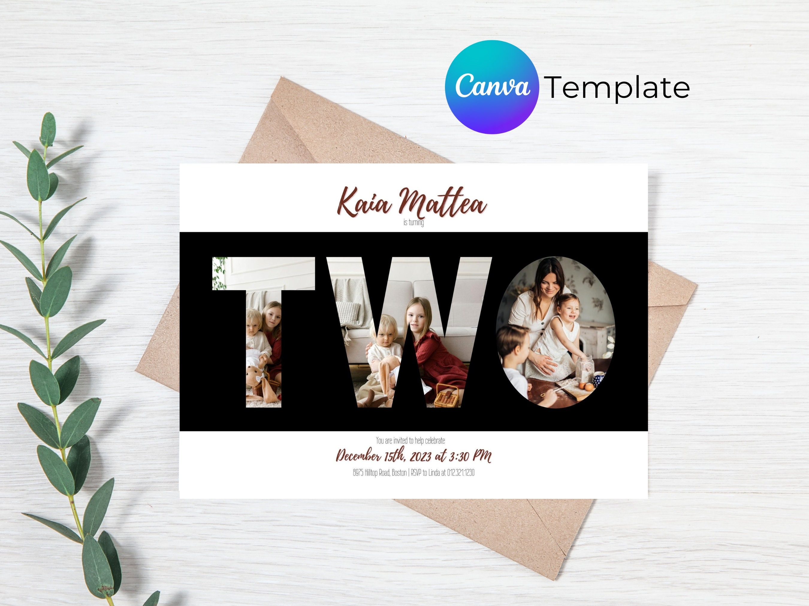 Simple Second Birthday Invitation, Number Two Invitation, Second ...