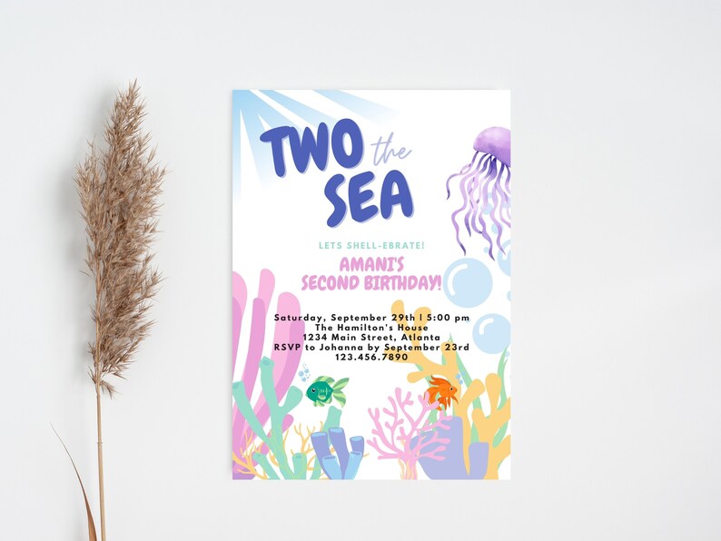 Editable Under the Sea Invitation Two the Sea Birthday - Etsy