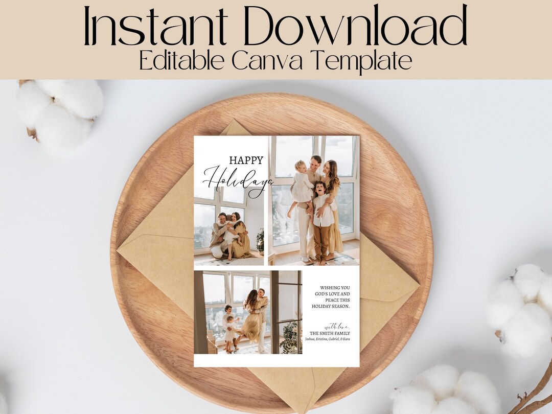 Happy Holidays Photo Card, Multiple Photo Christmas Card, Family Photo ...