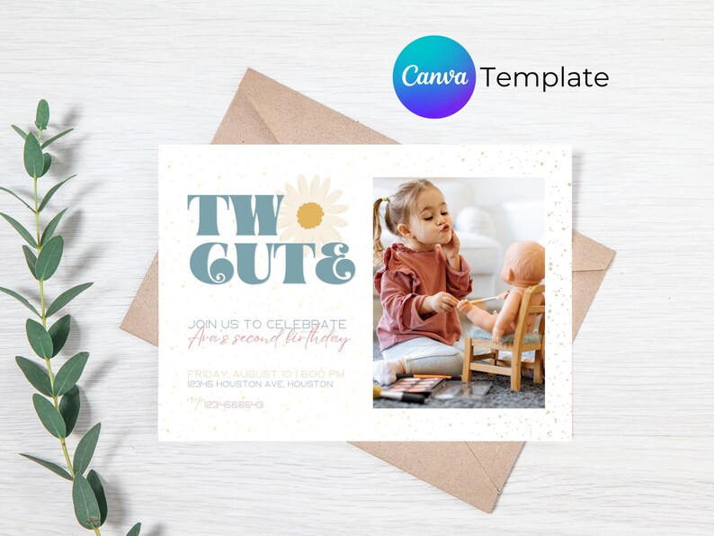 Digital Second Birthday Party Invitation Two Cute Party - Etsy