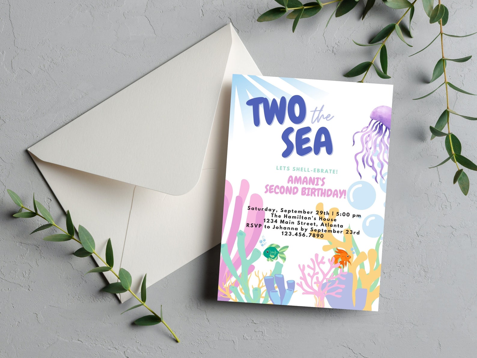 Editable Under the Sea Invitation Two the Sea Birthday - Etsy