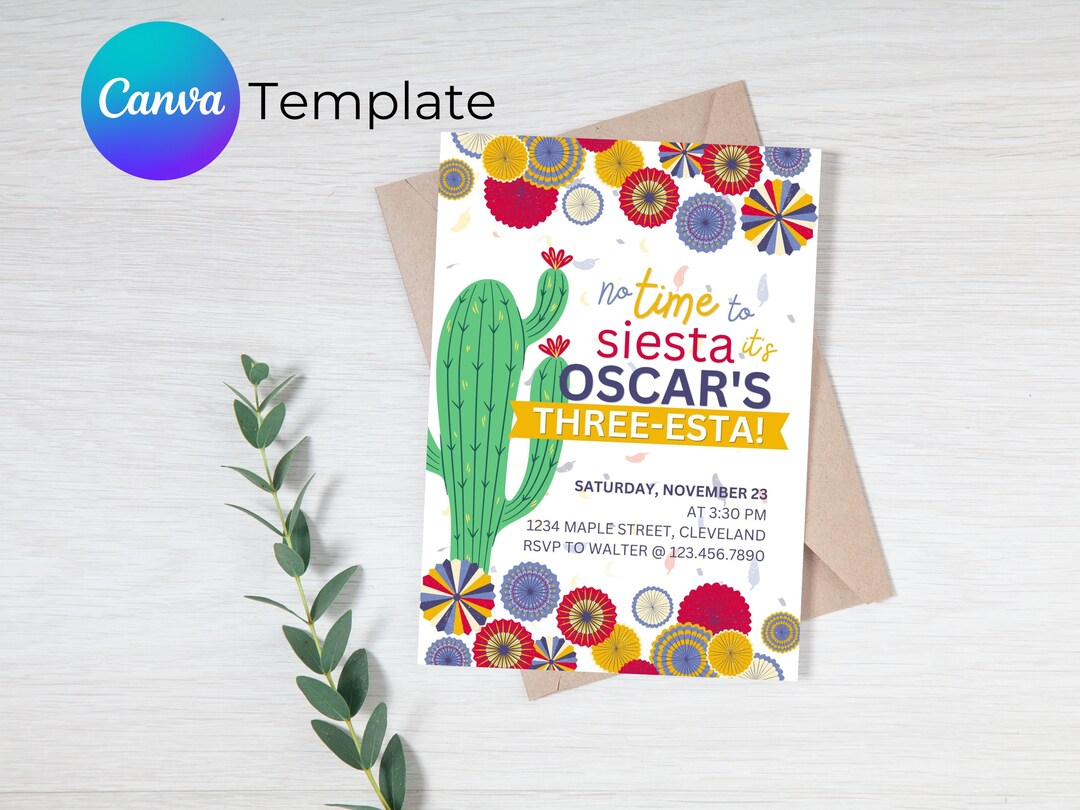 Editable Three-esta Invitation, Fiesta Party Invitation, Taco Birthday ...