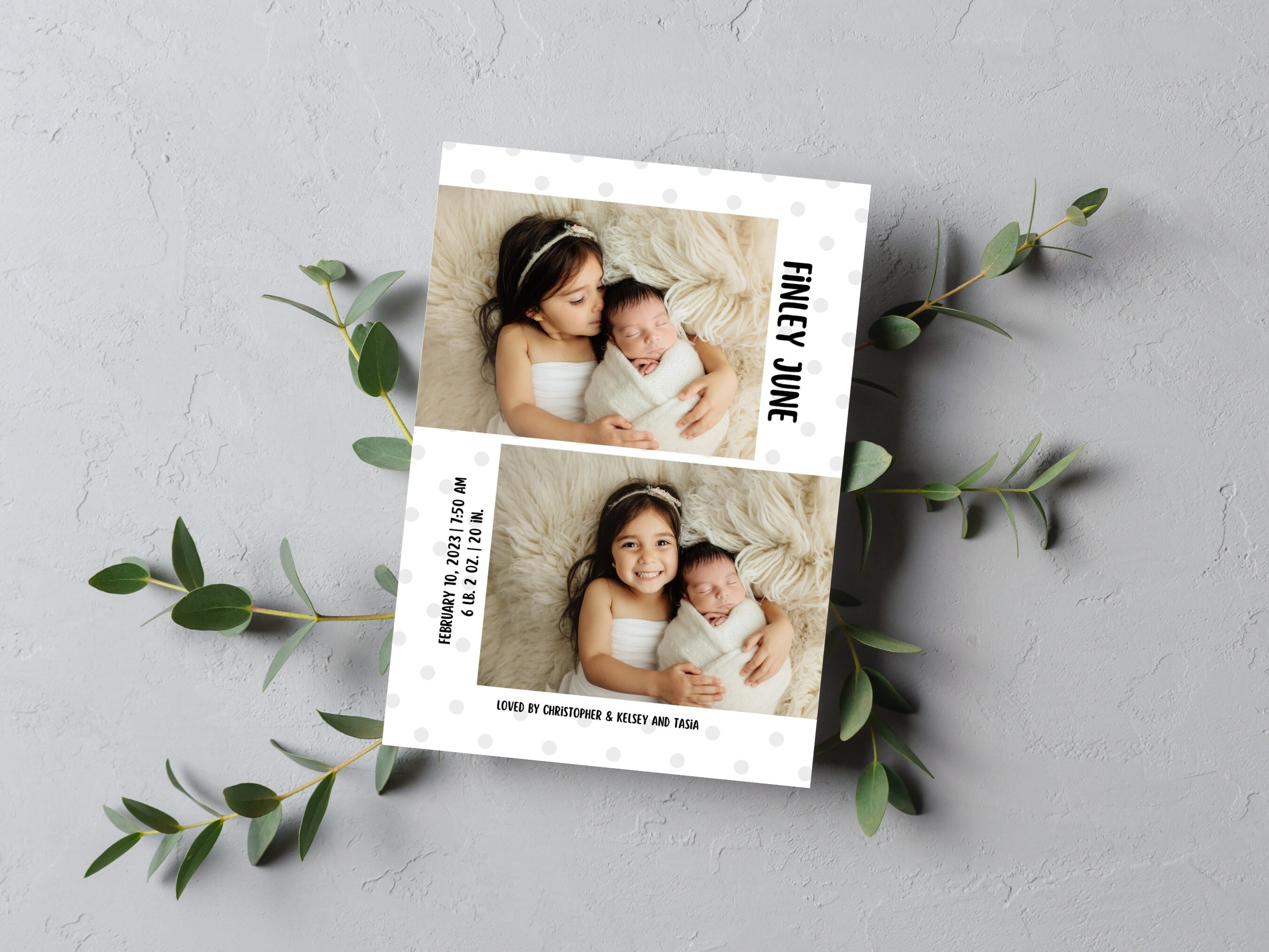 Printable Birth Stats Card, New Baby Photo Template, Baby Photo ...