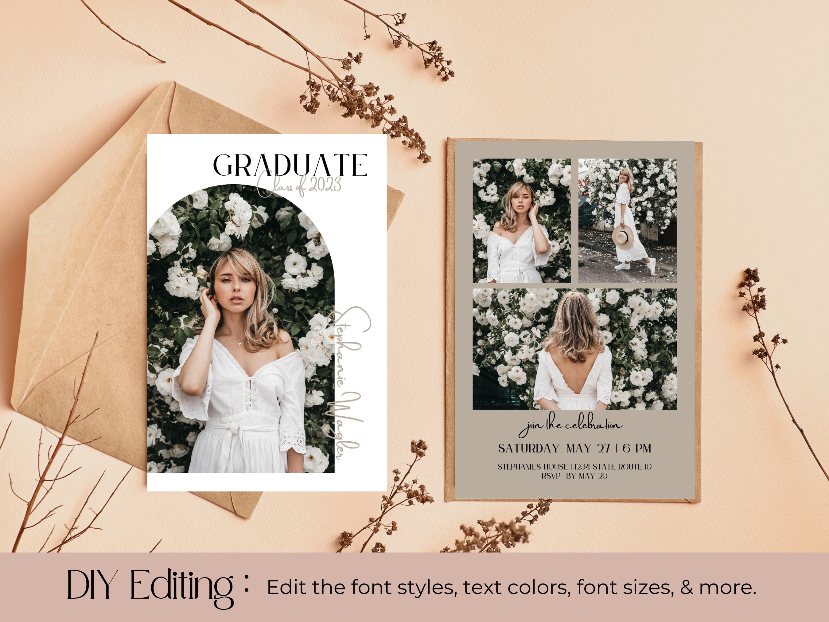 Senior Graduation Party Invitation Template, Printable Grad Invites ...