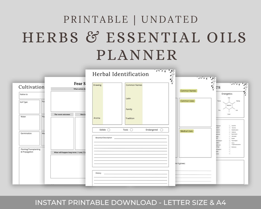 Herb Printable Planner Herb Journal Herb Template Pdf - Etsy