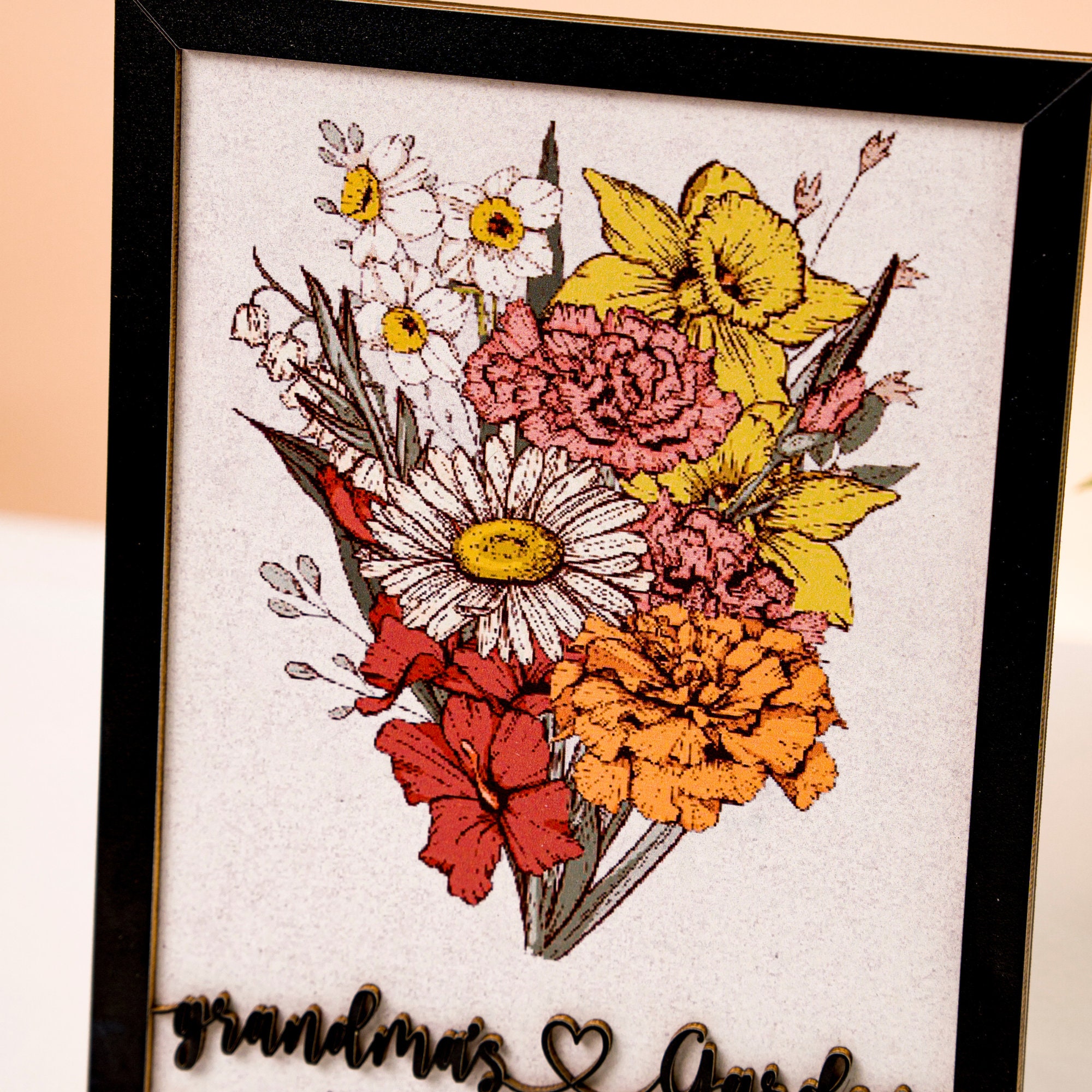 Personalized Birth Flower Member Family Sign, Custom Birth Month ...