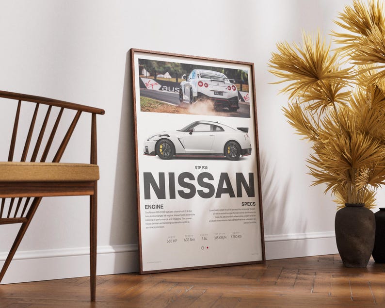 Nissan GT-R R35 Poster | JDM Car Wall Art | Godzilla Car Print | GT-R ...