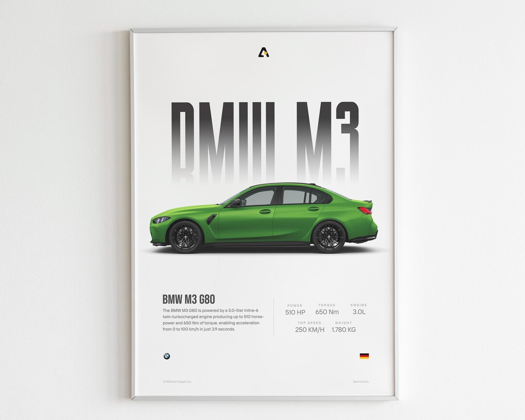 BMW M3 G80 Poster | Performance Car Wall Art | Gift for Him | Modern ...