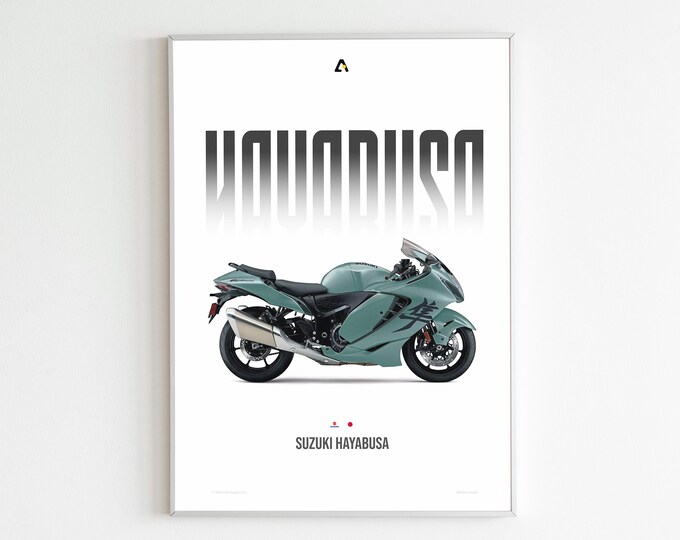 Suzuki Hayabusa Poster | Fastest Bike Wall Art | Sportbike Print ...