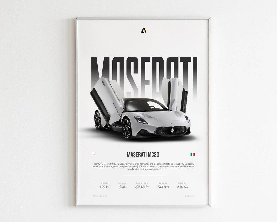 MASERATI MC20 Poster | sports Car Poster | car Wall Art | Exotic Car ...