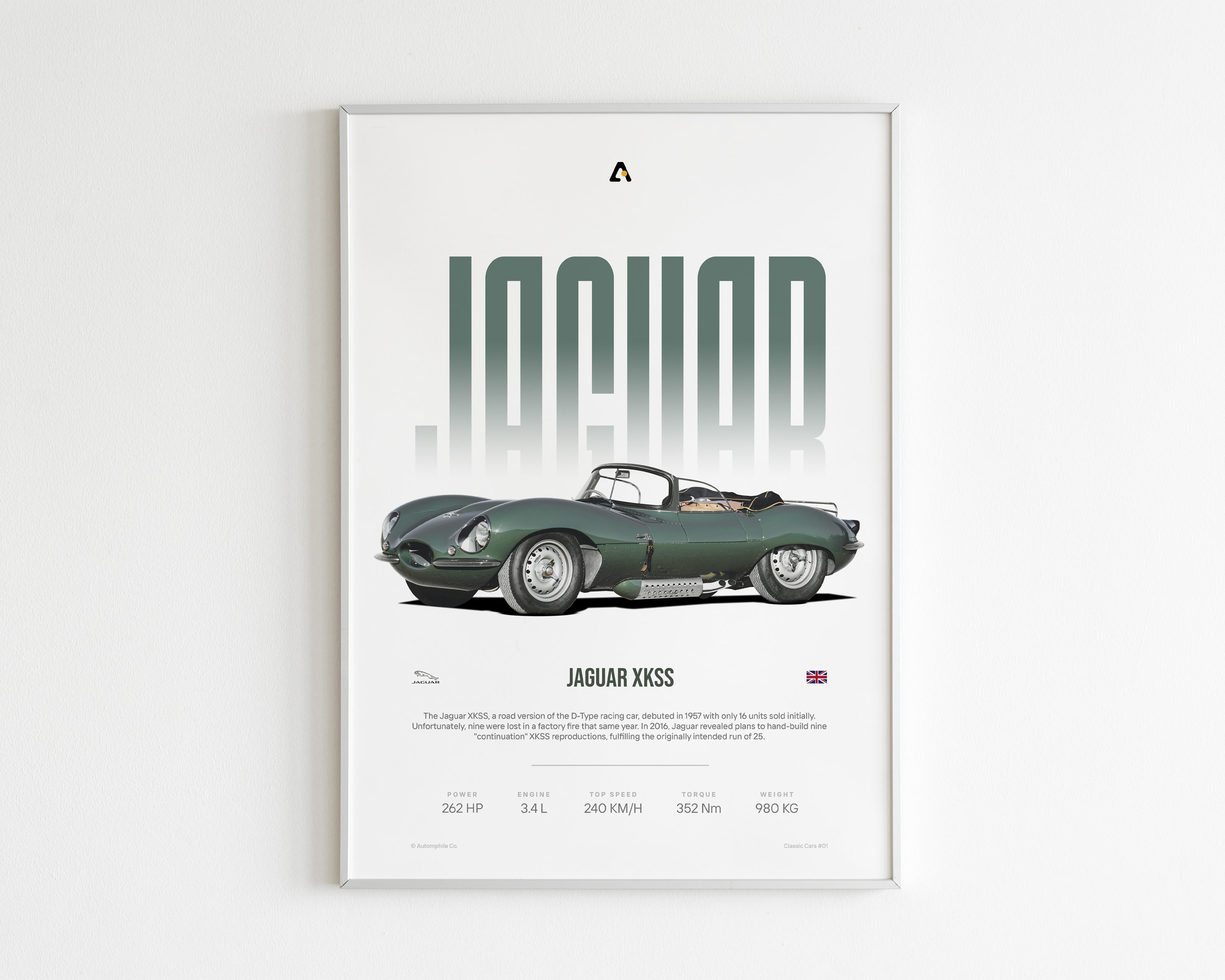 JAGUAR XKSS | Retro Car Poster | jaguar Wall Art | vintage Jaguar Print ...
