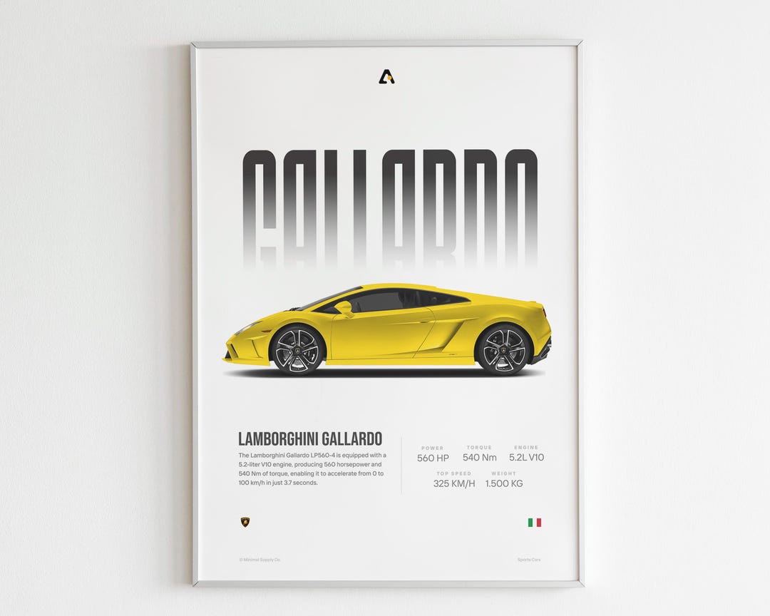 Lamborghini Gallardo Poster | Supercar Wall Art | Gift for Him ...