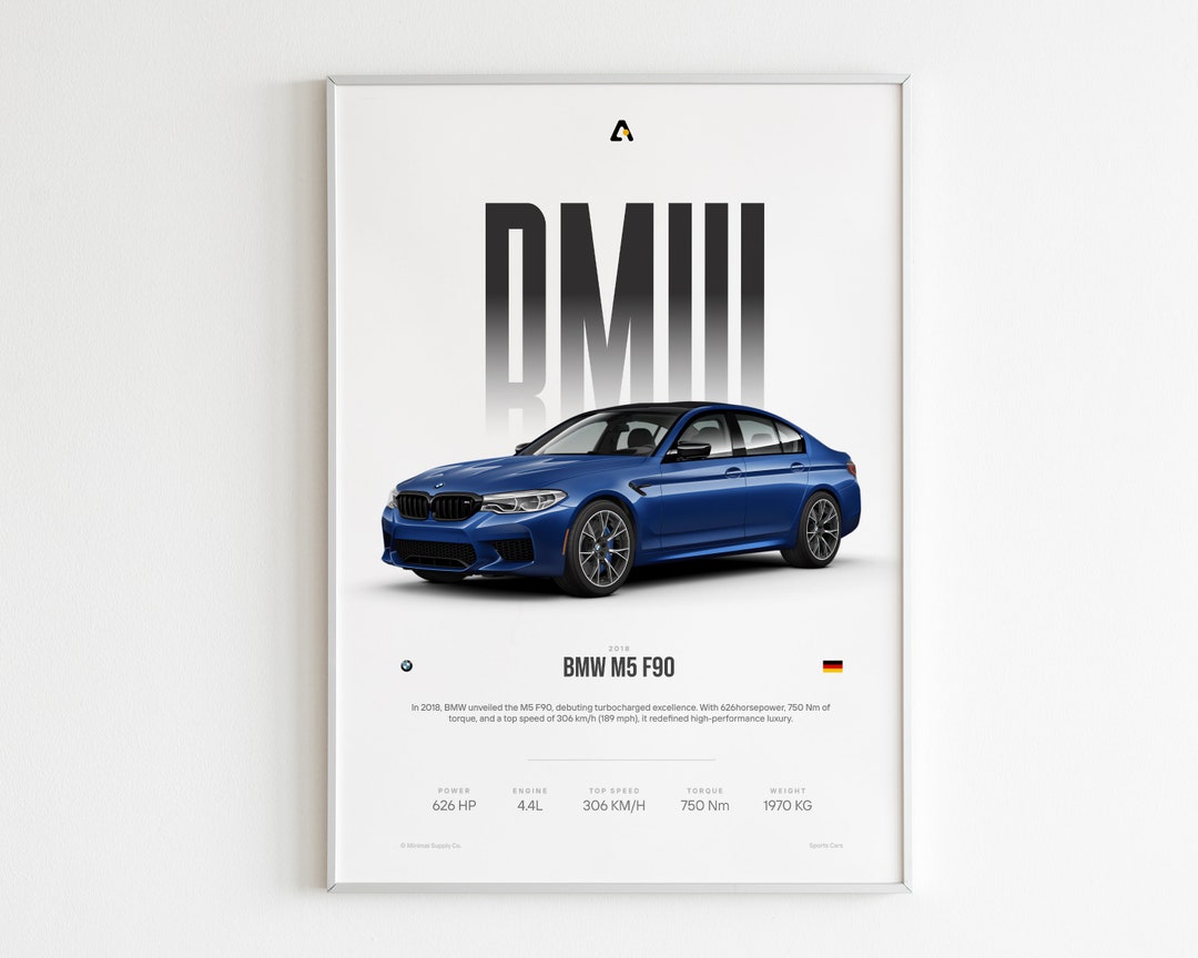 BMW M5 F90 | german Supercar | Automotive Poster | BMW Poster | husband ...