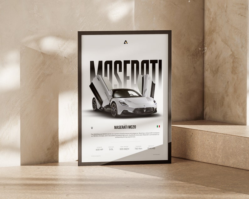 MASERATI MC20 Poster | sports Car Poster | car Wall Art | Exotic Car ...