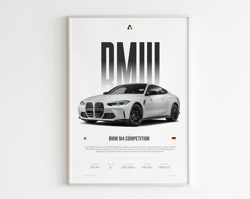 BMW M4 Competition | Supercar Wall Art | 2023 M4 BMW | BMW Poster | car ...