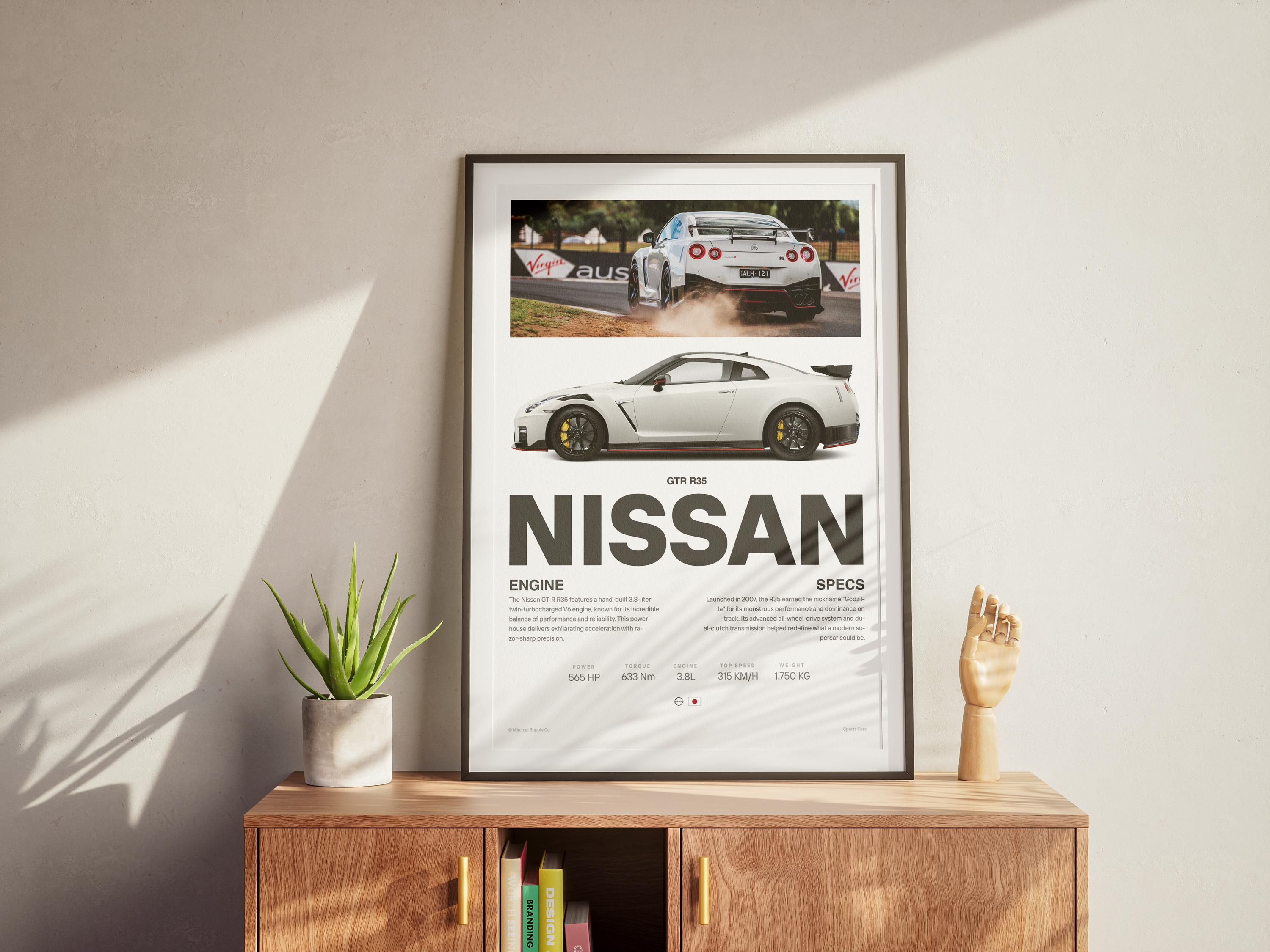 Nissan GT-R R35 Poster | JDM Car Wall Art | Godzilla Car Print | GT-R ...