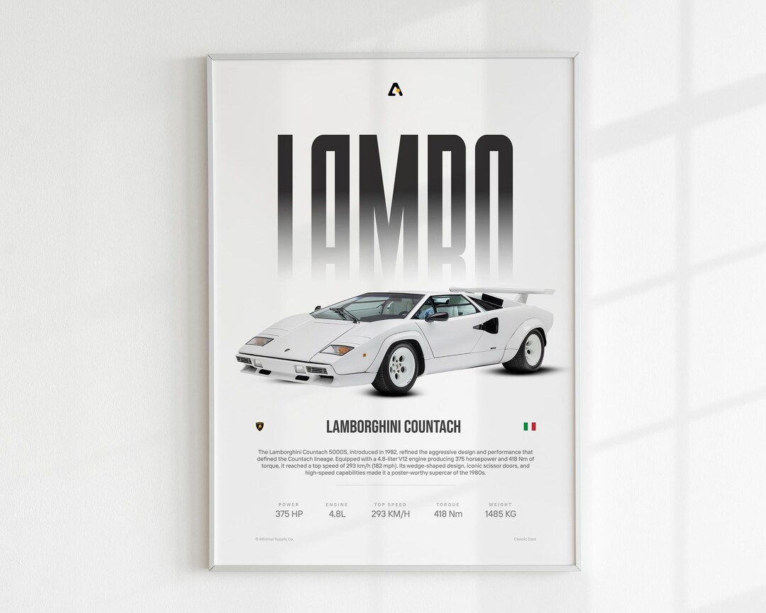 LAMBORGHINI COUNTACH | Vintage Wall Art | 1982 Lambo | lambo Poster ...