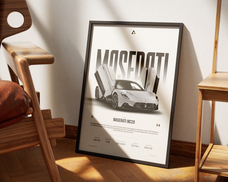 MASERATI MC20 Poster | sports Car Poster | car Wall Art | Exotic Car ...