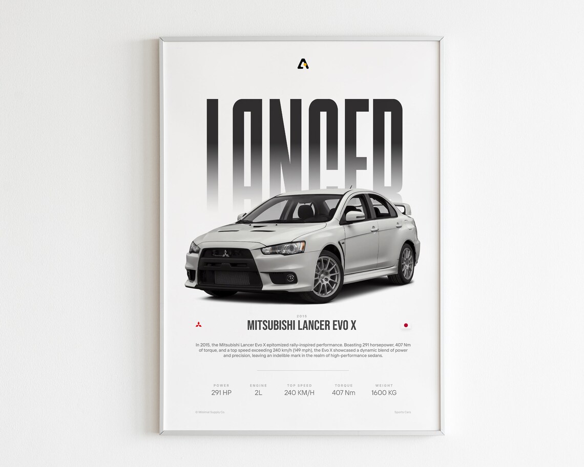 Mitsubishi LANCER EVO X | jdm Car Poster | digital Wall Art | japan ...