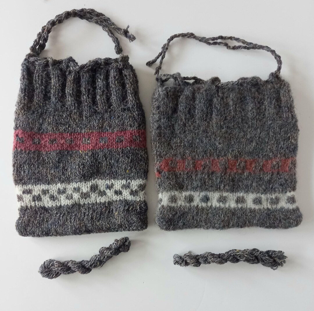Hand Knit Shetland Wool Gunnister Pouch: Reenactment Drawstring Bag - Etsy