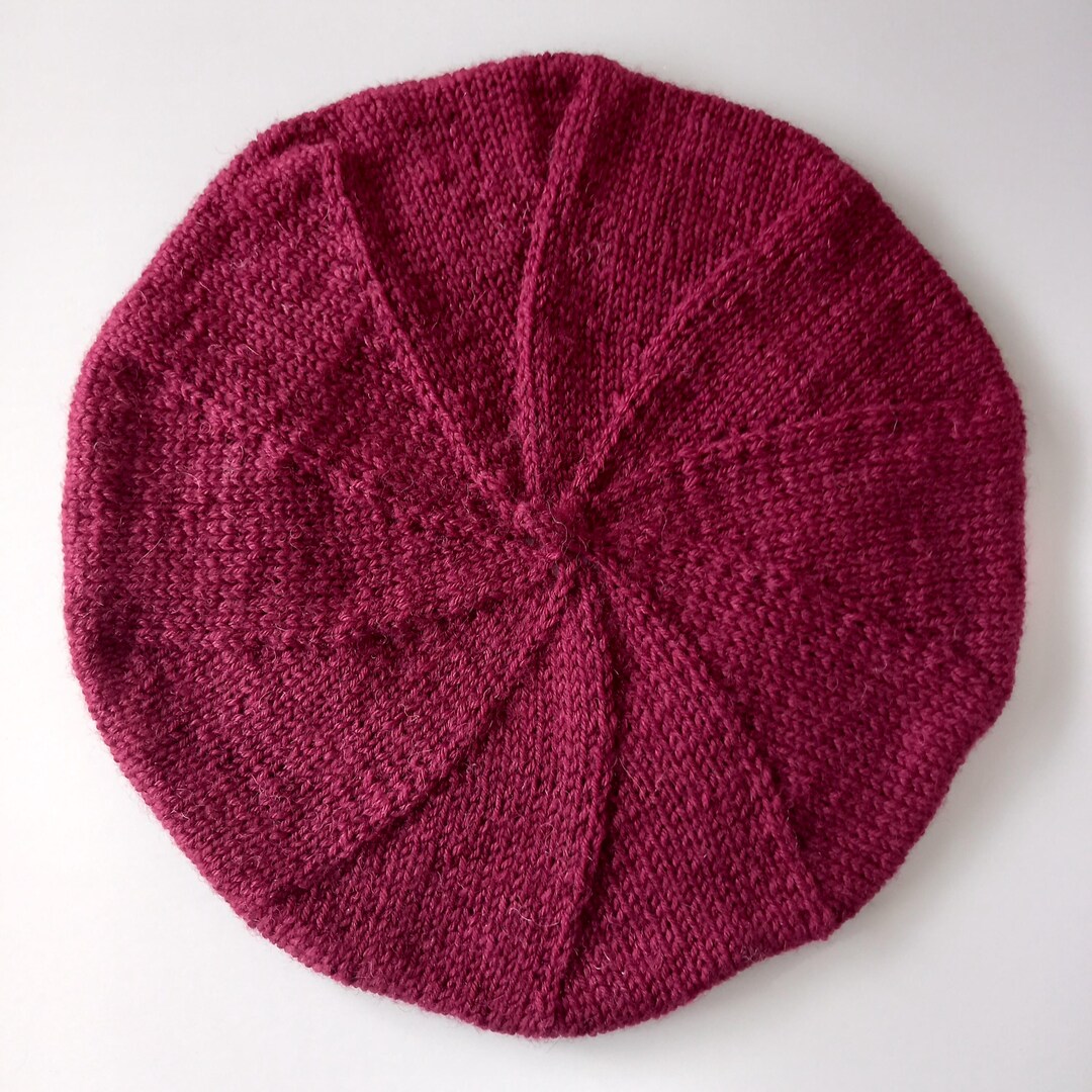 Pure Wool Beret WW1 Style Hat Burgundy Slouchy Beret Hand Knit Unique ...