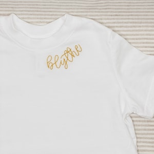 Hand Embroidered Name Shirt | Custom Collar, Personalized Kids Tee - Etsy
