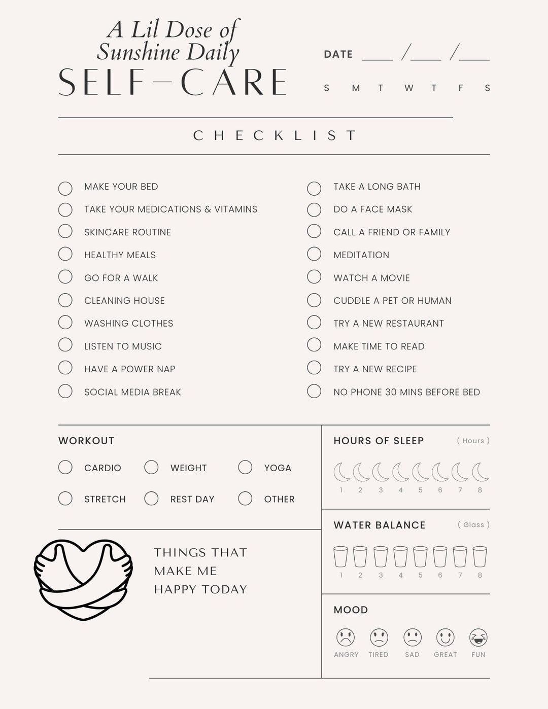 Wellness Routine for Busy Women, Printable Self-care Tracker, Women's ...